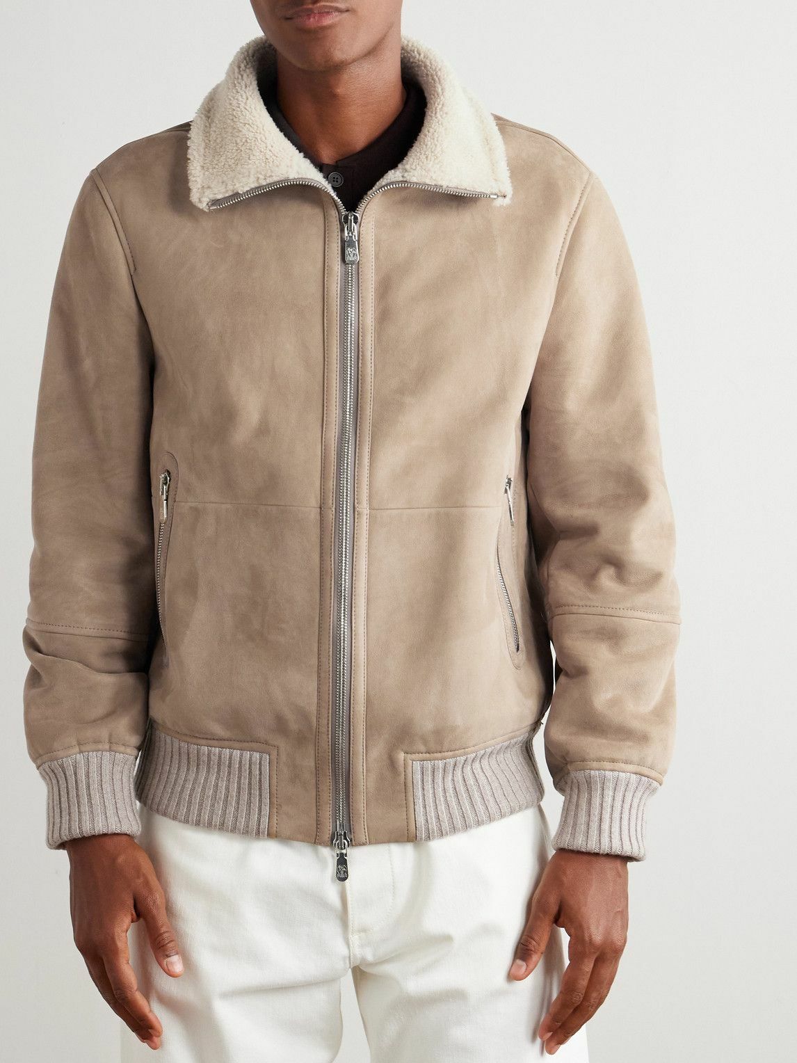 Brunello Cucinelli - Cashmere-Trimmed Shearling Jacket - Brown Brunello ...