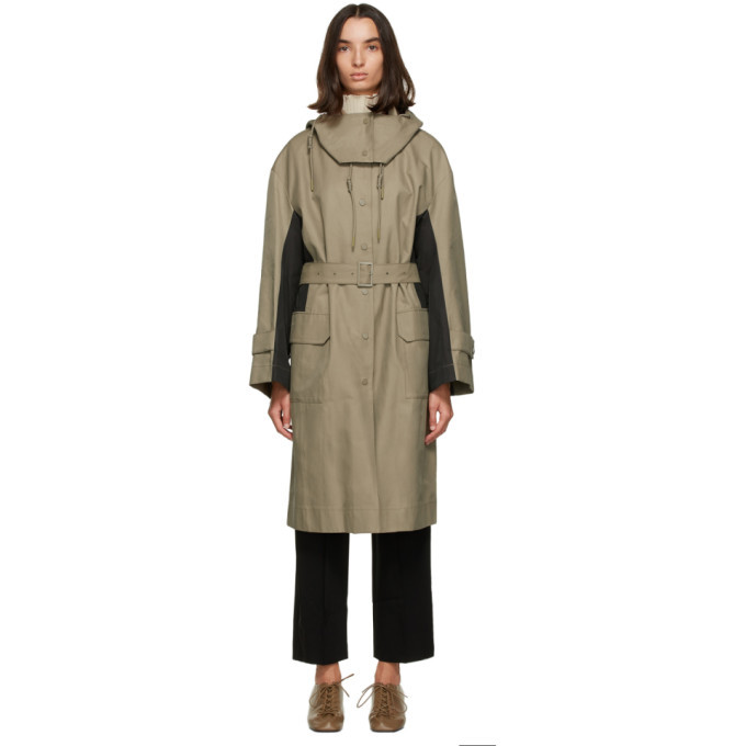 LOW CLASSIC Khaki Colorblock Hood Coat Low Classic