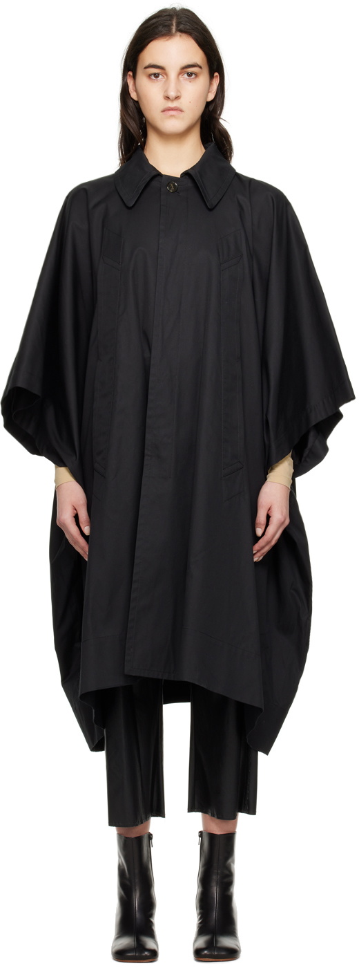 MM6 Maison Margiela Black Button Trench Coat MM6 Maison Margiela