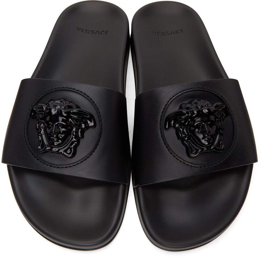 Versace Black 'La Medusa' Slides Versace