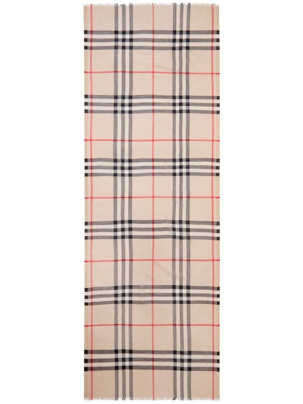 BURBERRY - Giant Check Wool And Silk Blend Scarf Burberry