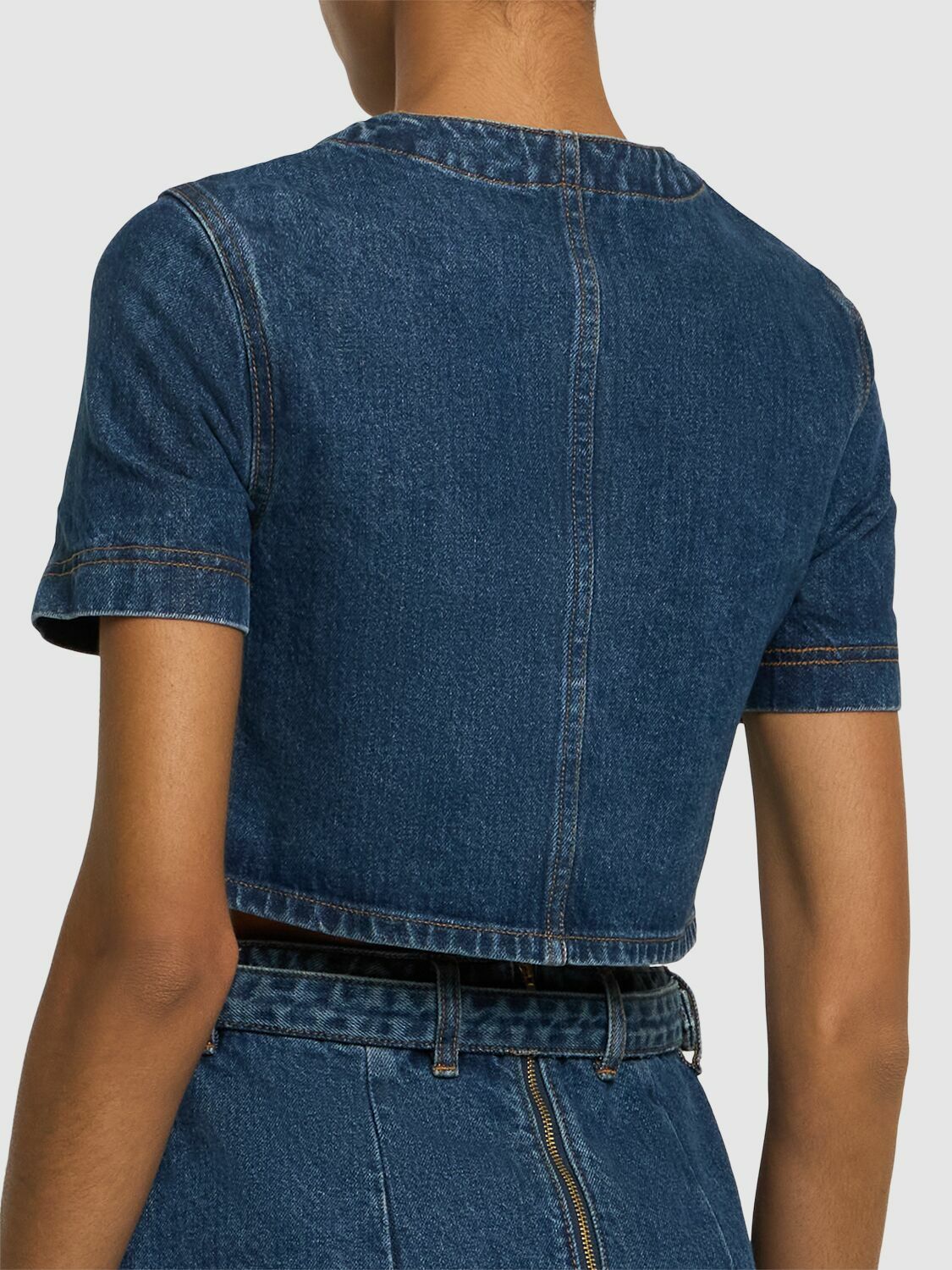 SELF-PORTRAIT Denim Crop Top Self-Portrait