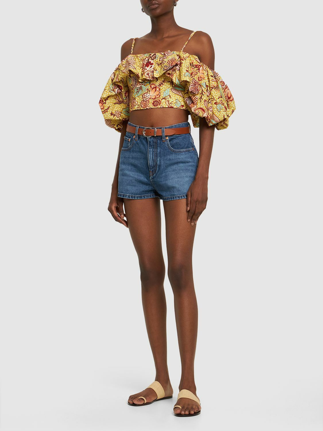 ULLA JOHNSON - Carla Printed Cotton Off-shoulder Top Ulla Johnson