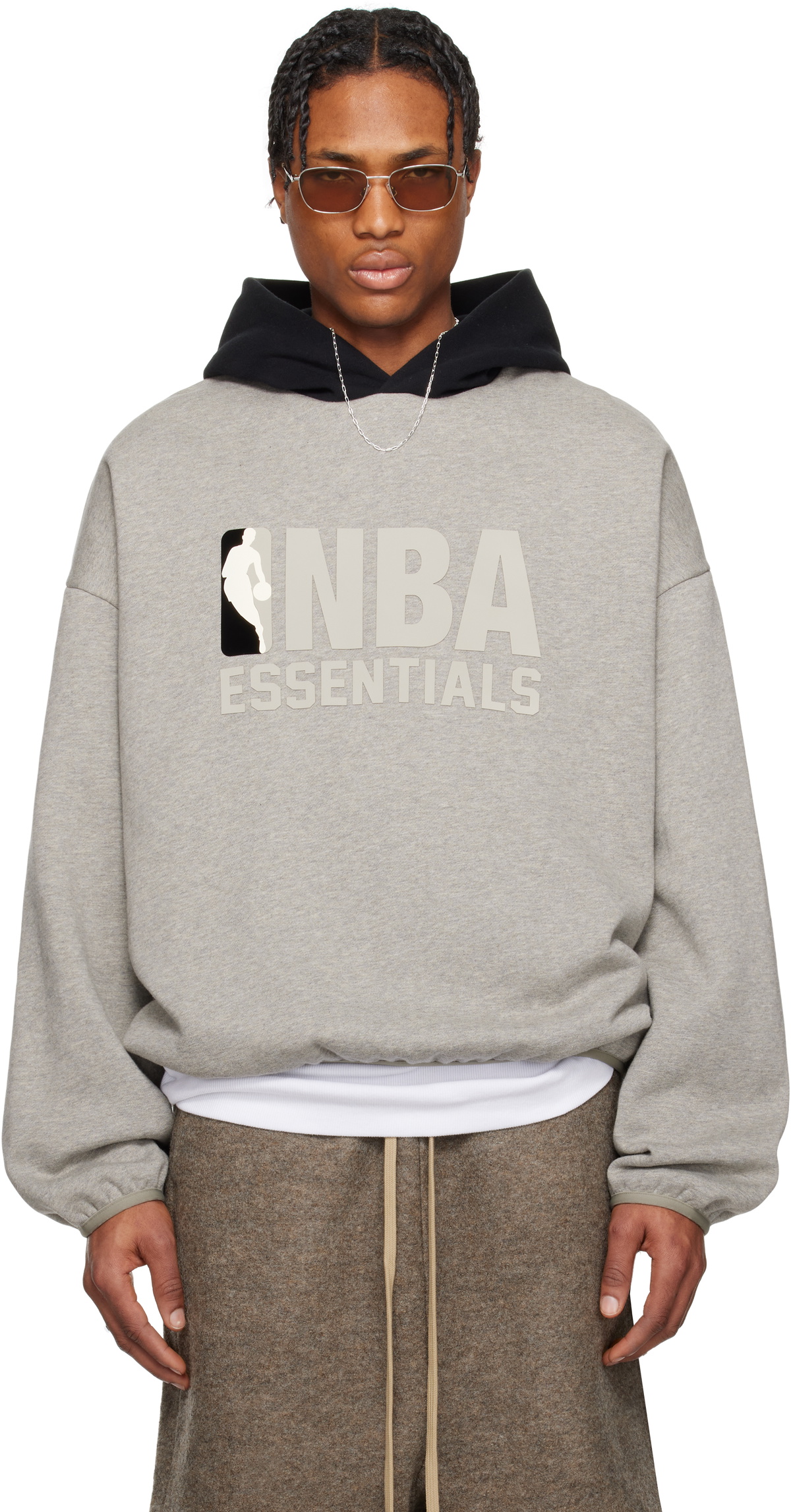 Fear of God ESSENTIALS Gray & Black NBA Pull Over Hoodie Fear Of God ...