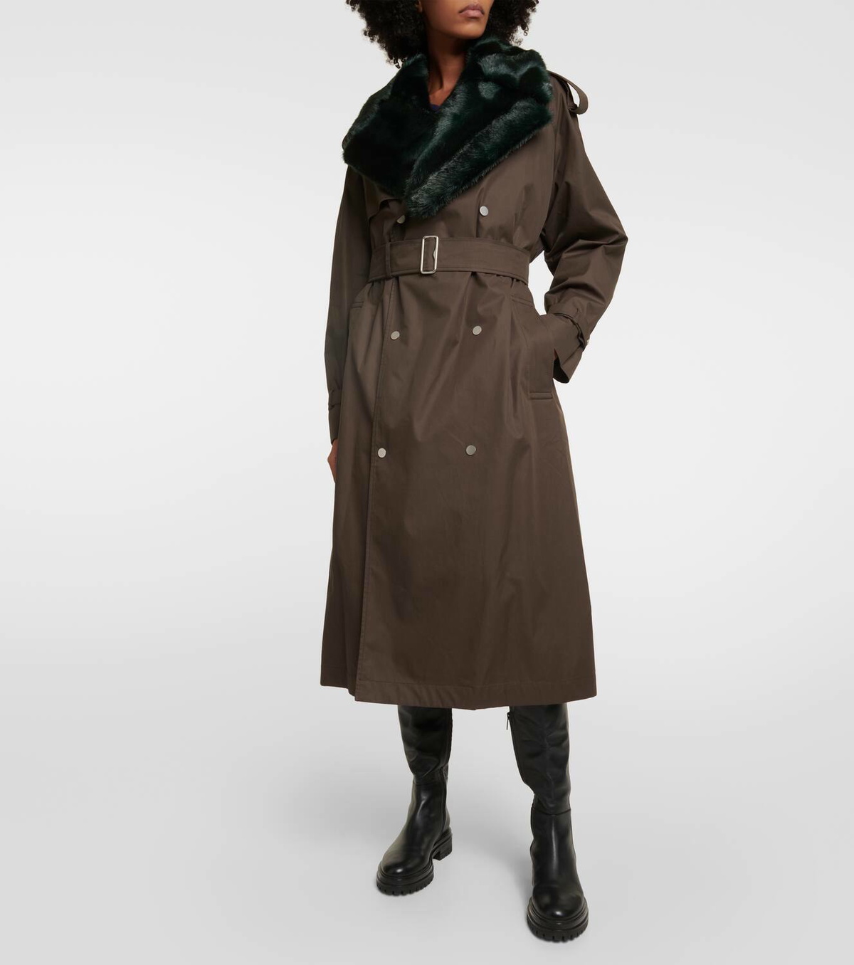Burberry Faux-fur trimmed cotton coat Burberry