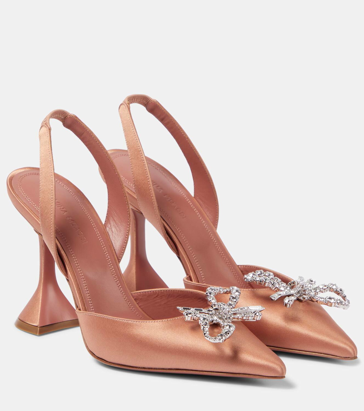 Amina Muaddi Rosie embellished satin slingback pumps Amina Muaddi