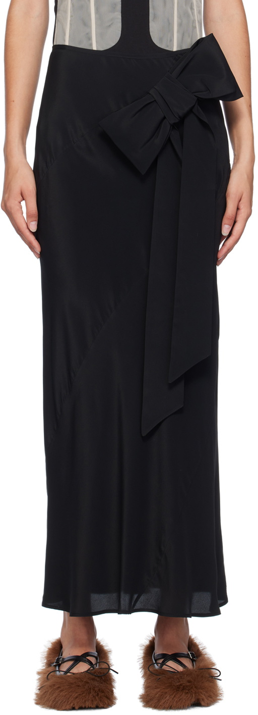 Simone Rocha Black Bow Spiral Midi Skirt Simone Rocha