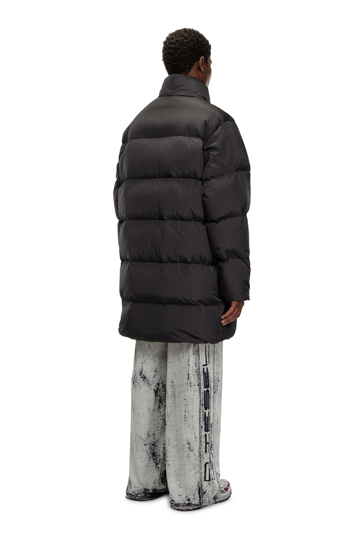 Diesel Longline down jacket in crinkled nylon - Winter Jackets Mens in ...