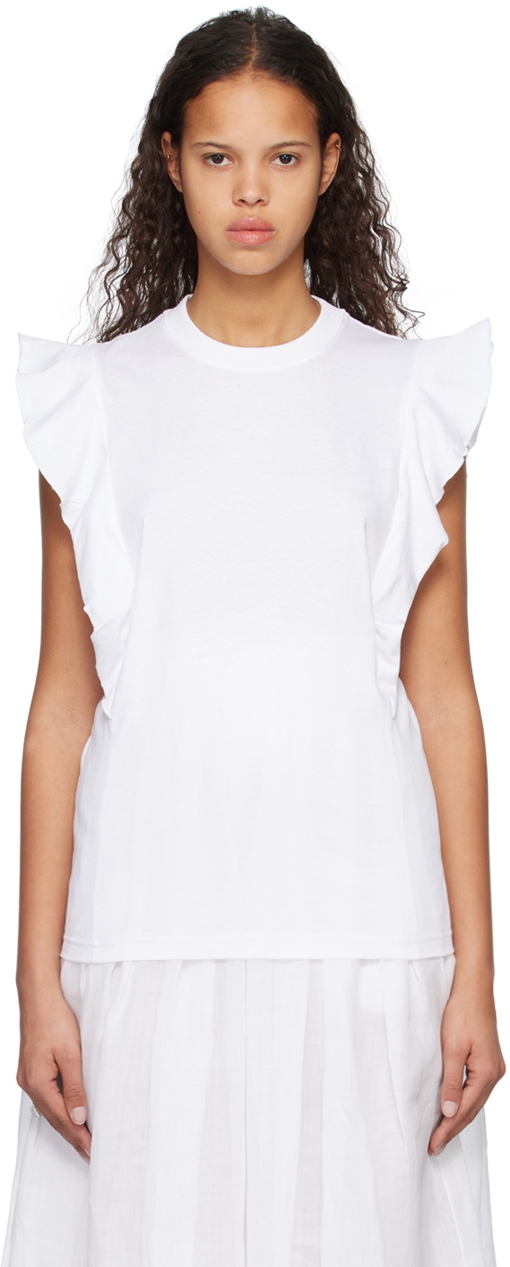 Chloé White Ruffled T-Shirt Chloe