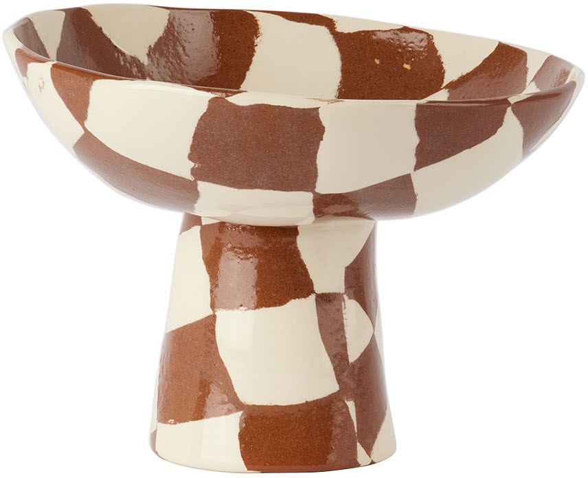 Henry Holland Studio Brown & White Check Chalice Bowl Henry Holland Studio
