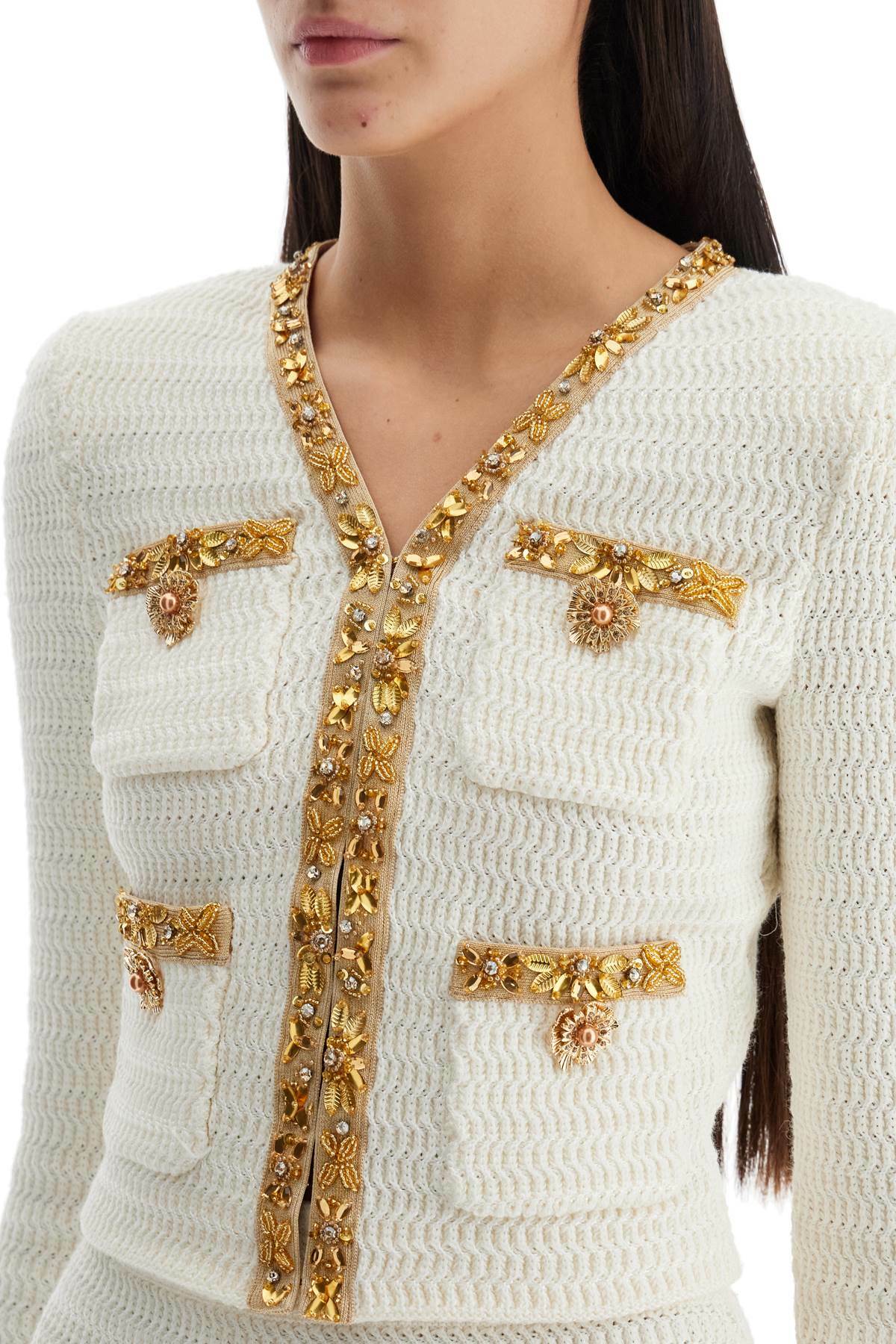 SELF PORTRAIT lurex knit cardigan White Self-Portrait