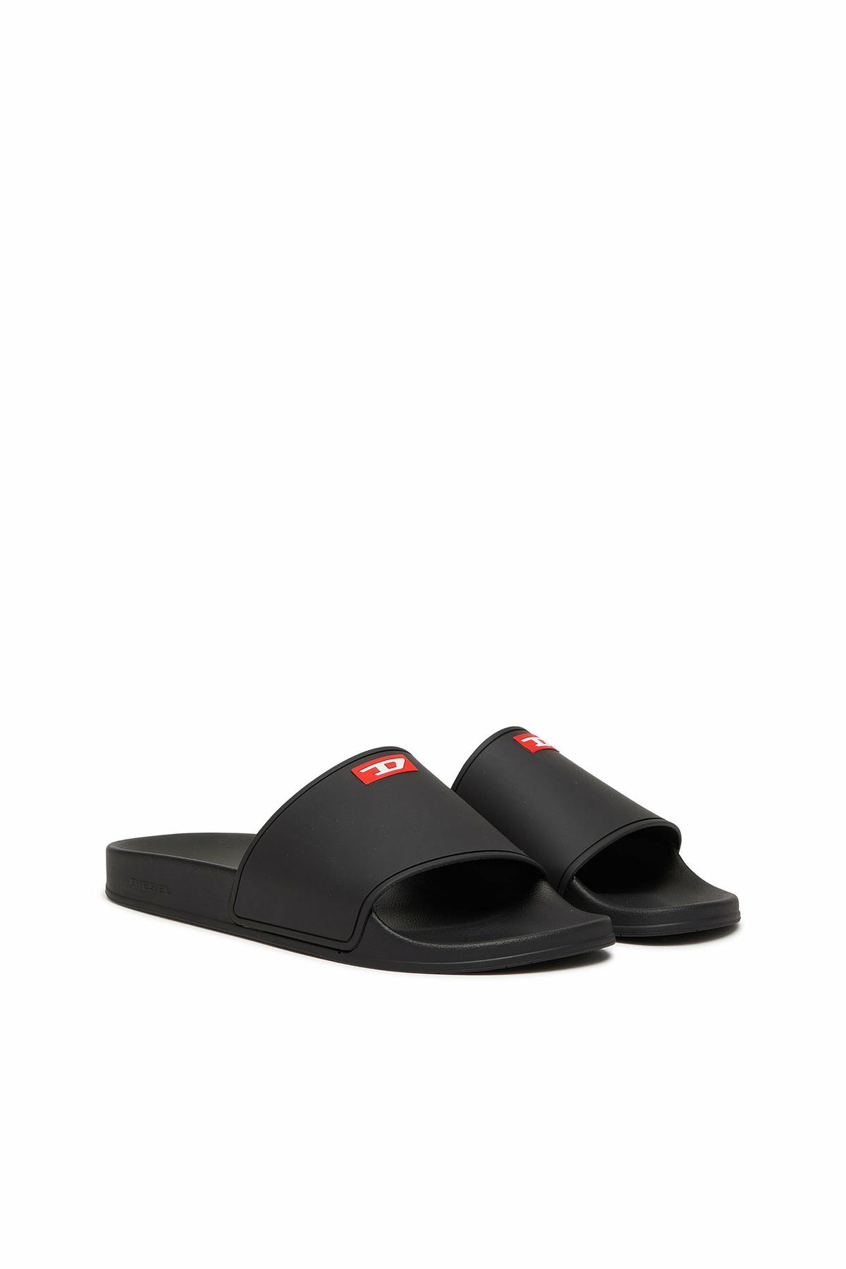 Diesel Sa-Swim-Rubber pool slides with D logo - Slides Mens in Black Diesel