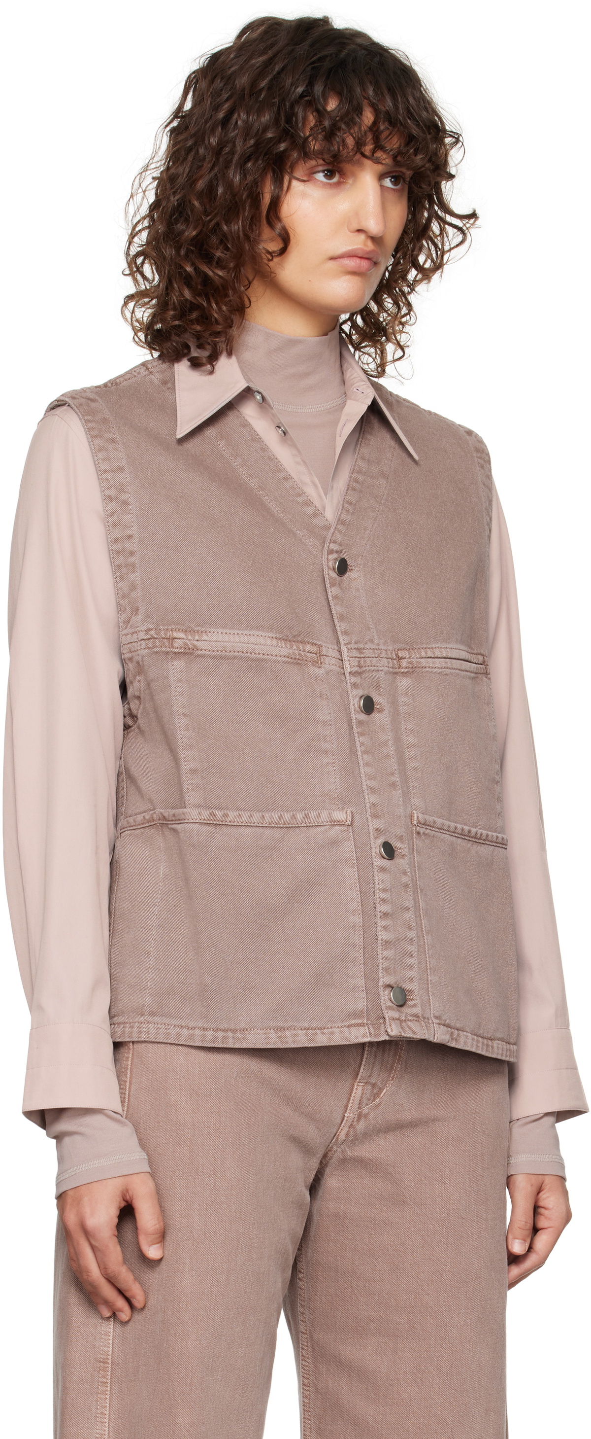LEMAIRE Purple Garment-Dyed Denim Vest Lemaire