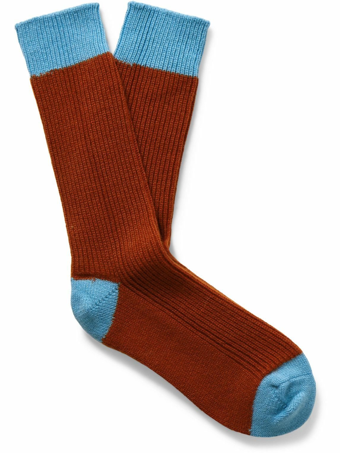 Guest In Residence - Two-Tone Ribbed Cashmere Socks Guest in Residence