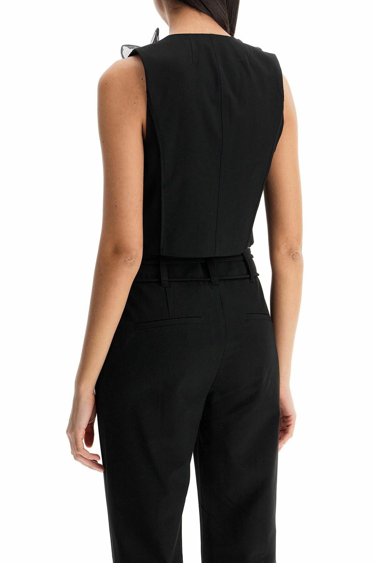 ROTATE black vest in recycled fabric with flowers without sleeves Black ...