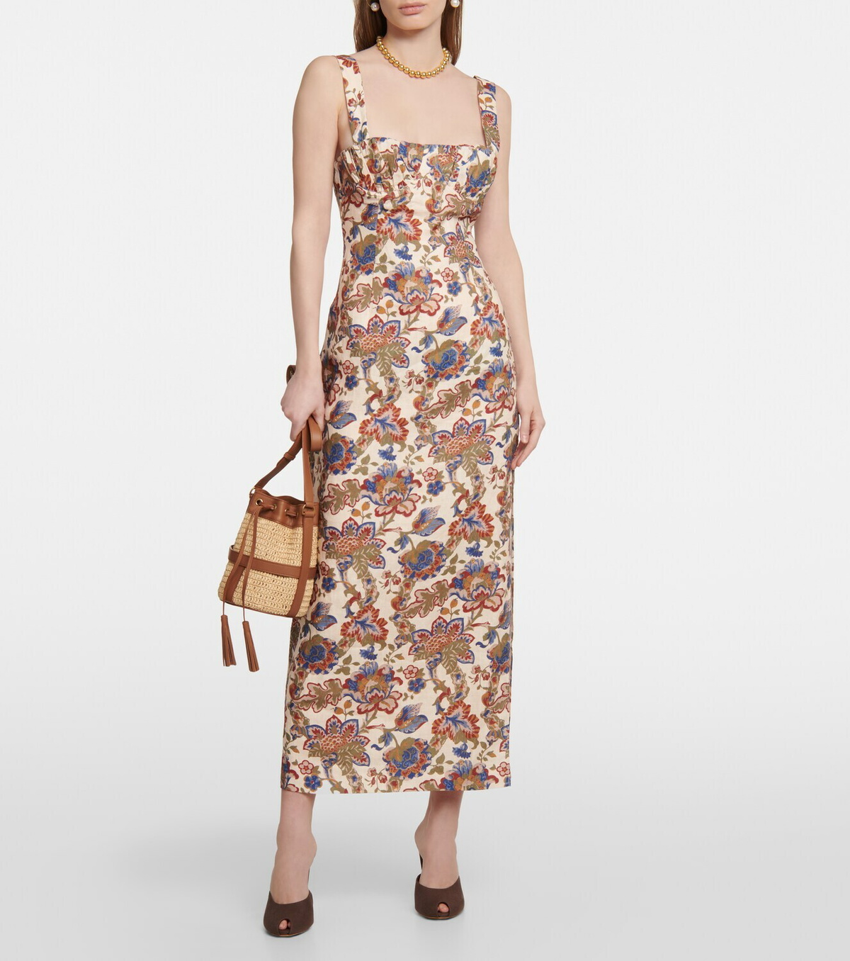 SIR - Printed linen midi dress SIR.