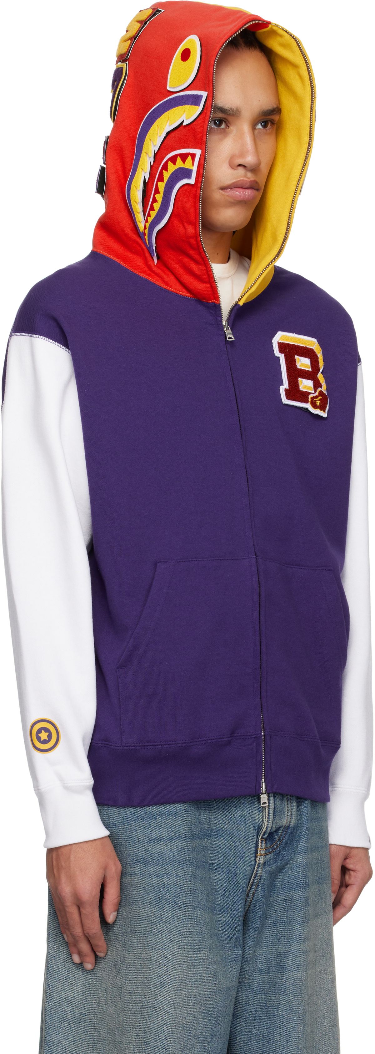 BAPE Purple & White Shark Full Zip Hoodie A Bathing Ape