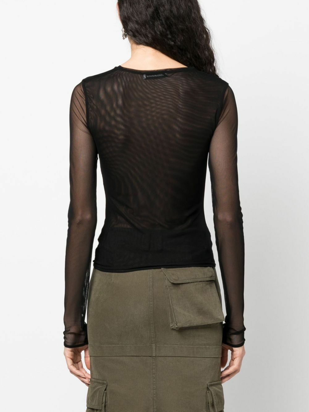 Blumarine Black Butterfly-Embroidered Mesh Top Blumarine