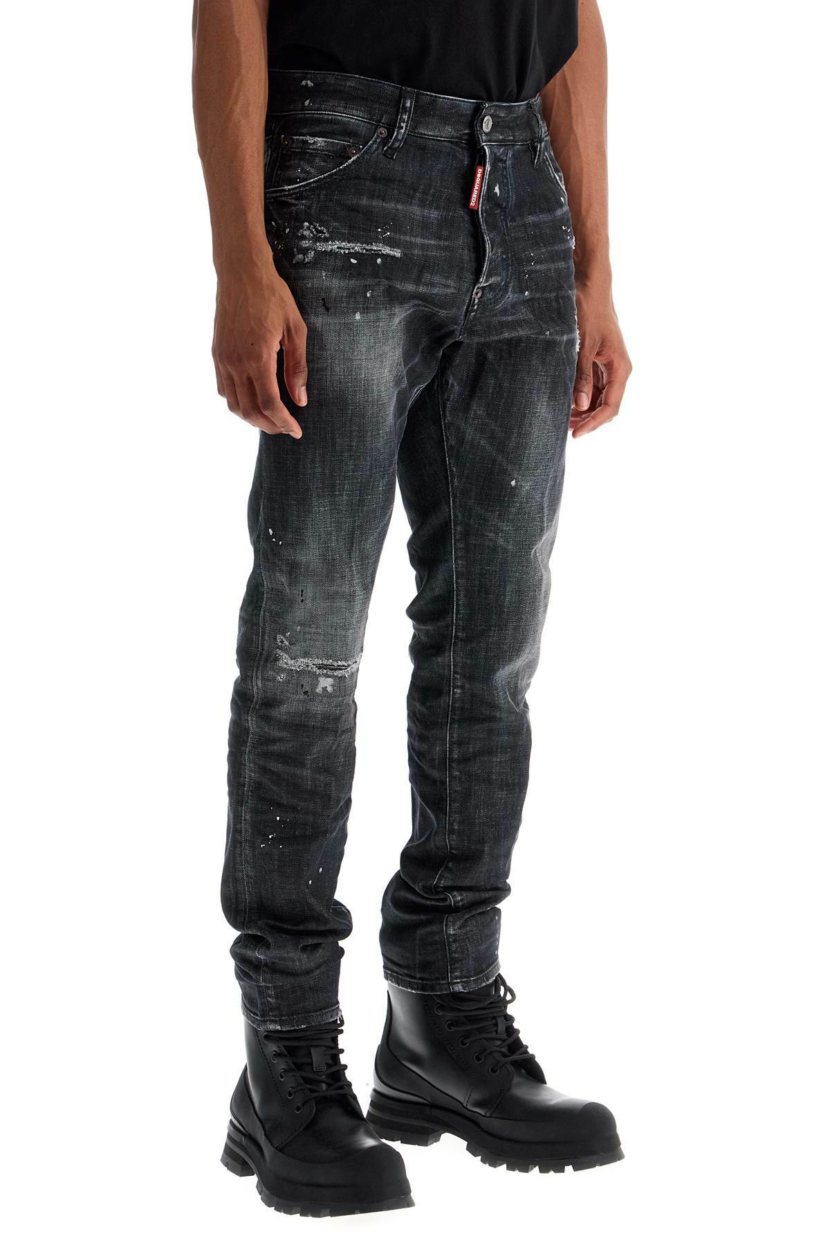 DSQUARED2 black cotton jeans with white paint splatters Black Dsquared2