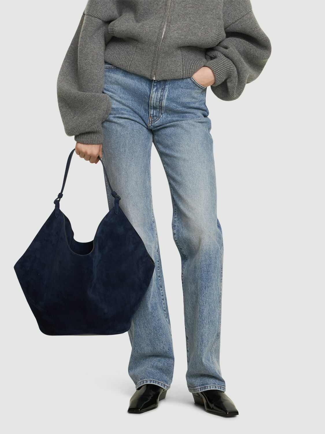 KHAITE - Medium Lotus Suede Tote Bag Khaite