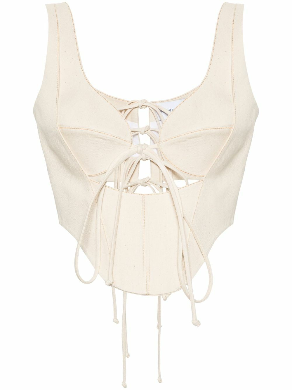 Aleksandre Akhalkatsishvili Neutral Lace-Up Cotton Corset Top ...