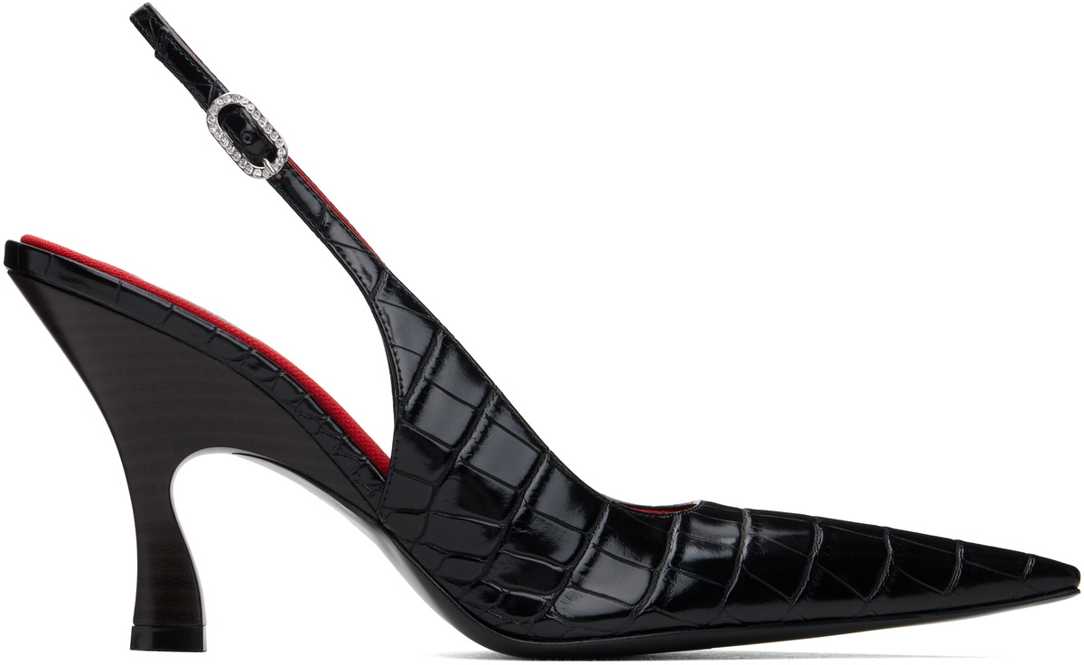 Stella McCartney Black Elsa Pointed Toe Slingback Heels Stella McCartney