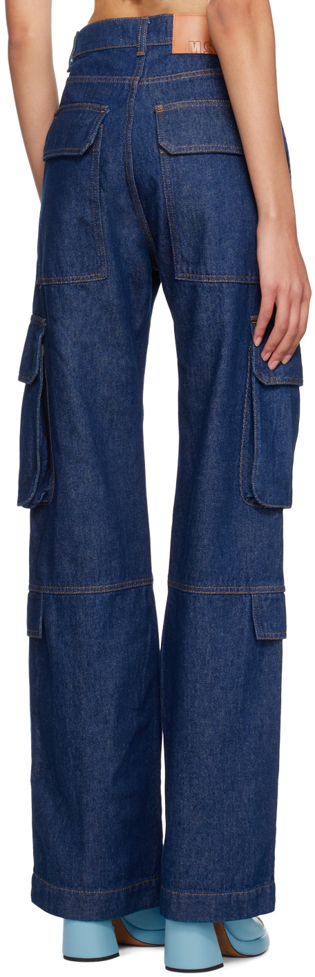 MSGM Blue Solid Cargo Jeans MSGM