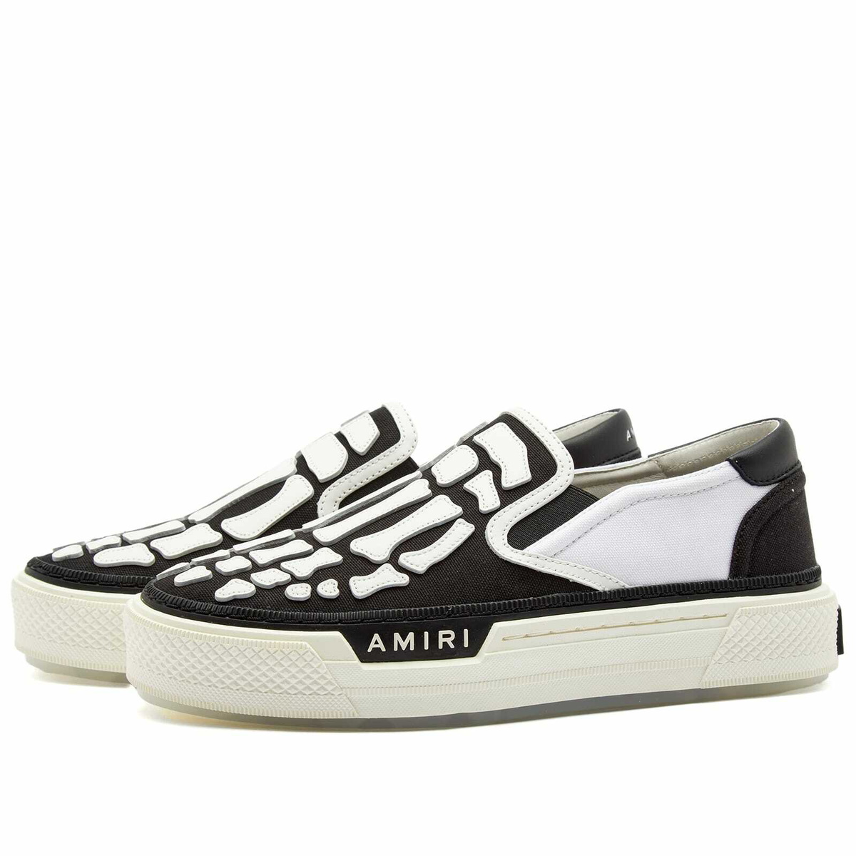 AMIRI Women's Court Slip-On Skeleton Sneakers in White/Black Calf ...