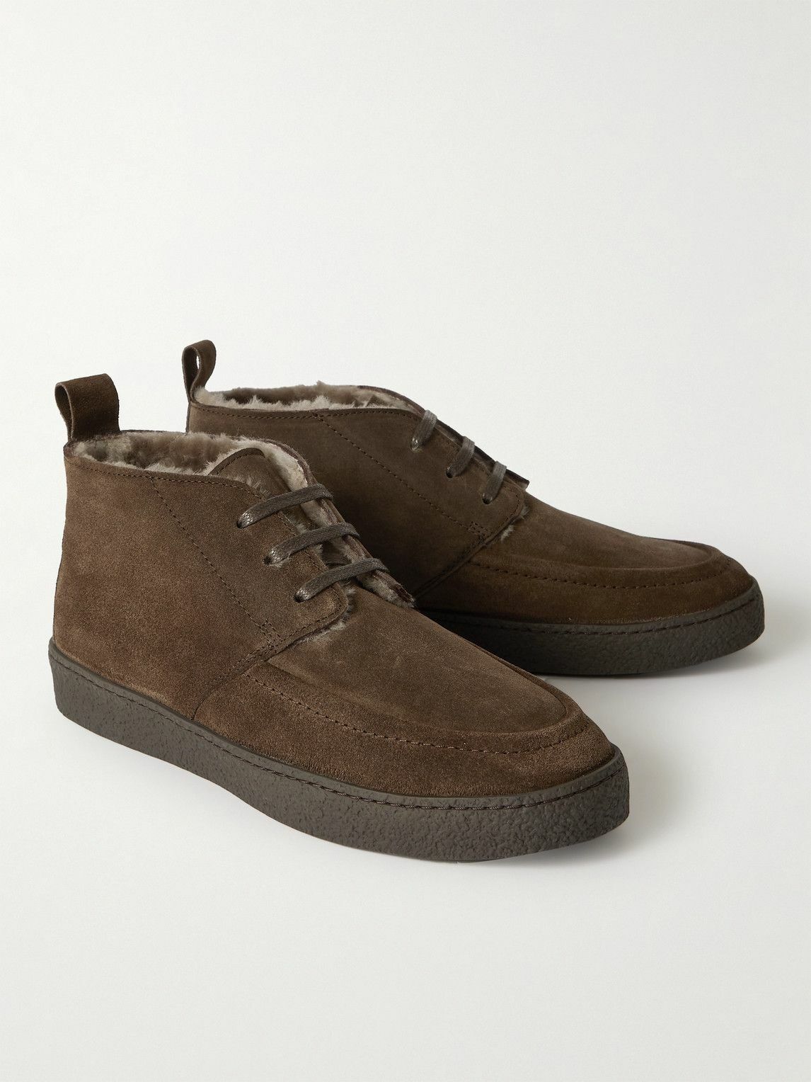 Mr P. - Larry Shearling-Trimmed Regenerated Suede by evolo® Chukka ...