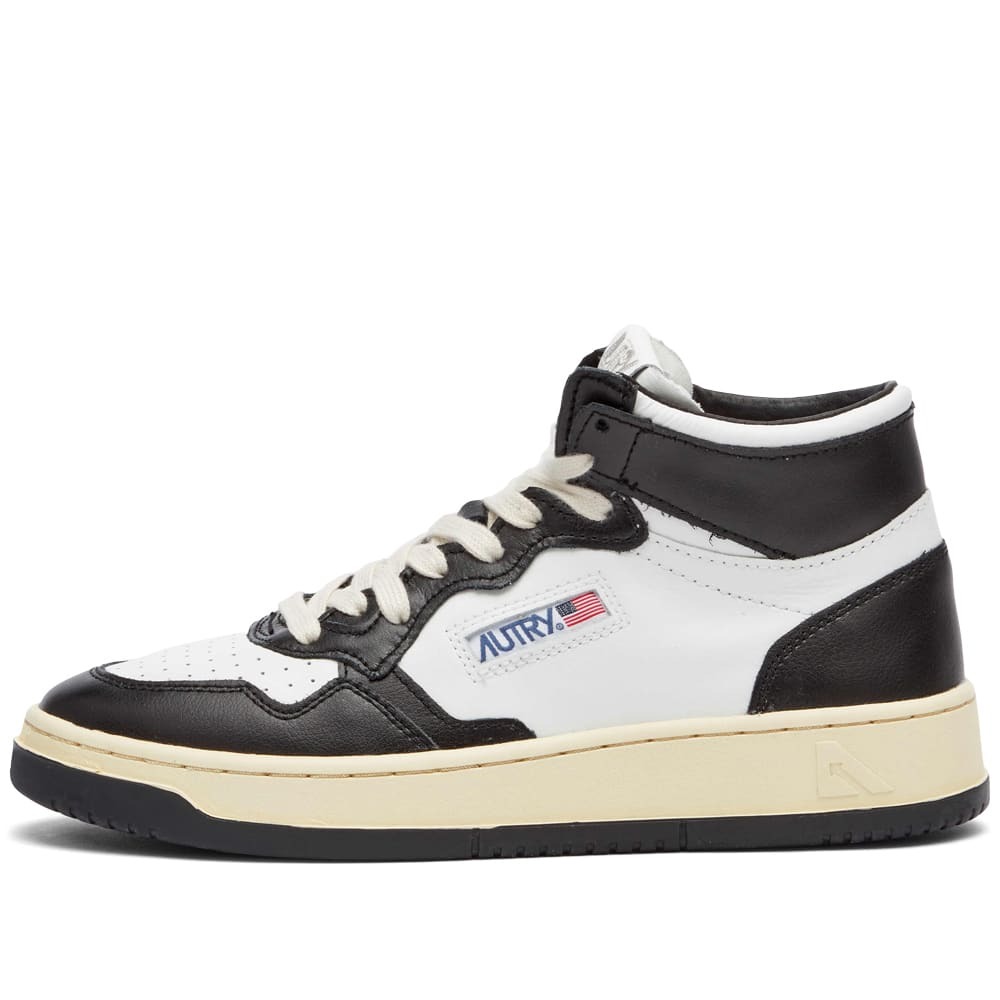 Autry Women's Medalist Mid Sneakers in White/Black Autry