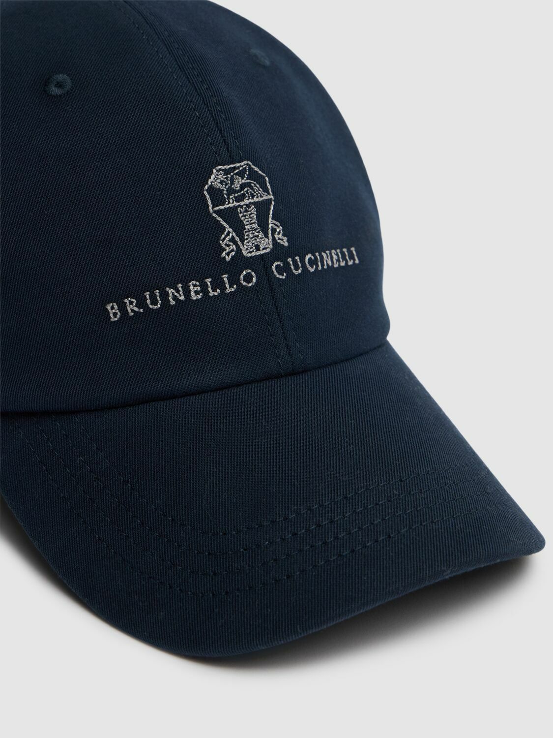 BRUNELLO CUCINELLI Cotton Gabardine Logo Baseball Hat Brunello Cucinelli