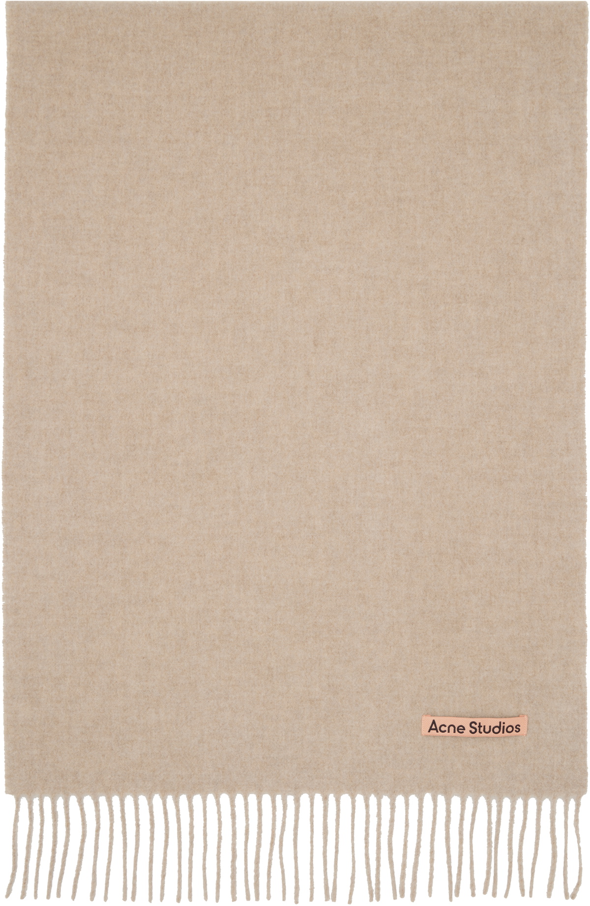 Acne Studios Beige Narrow Fringe Wool Scarf Acne Studios