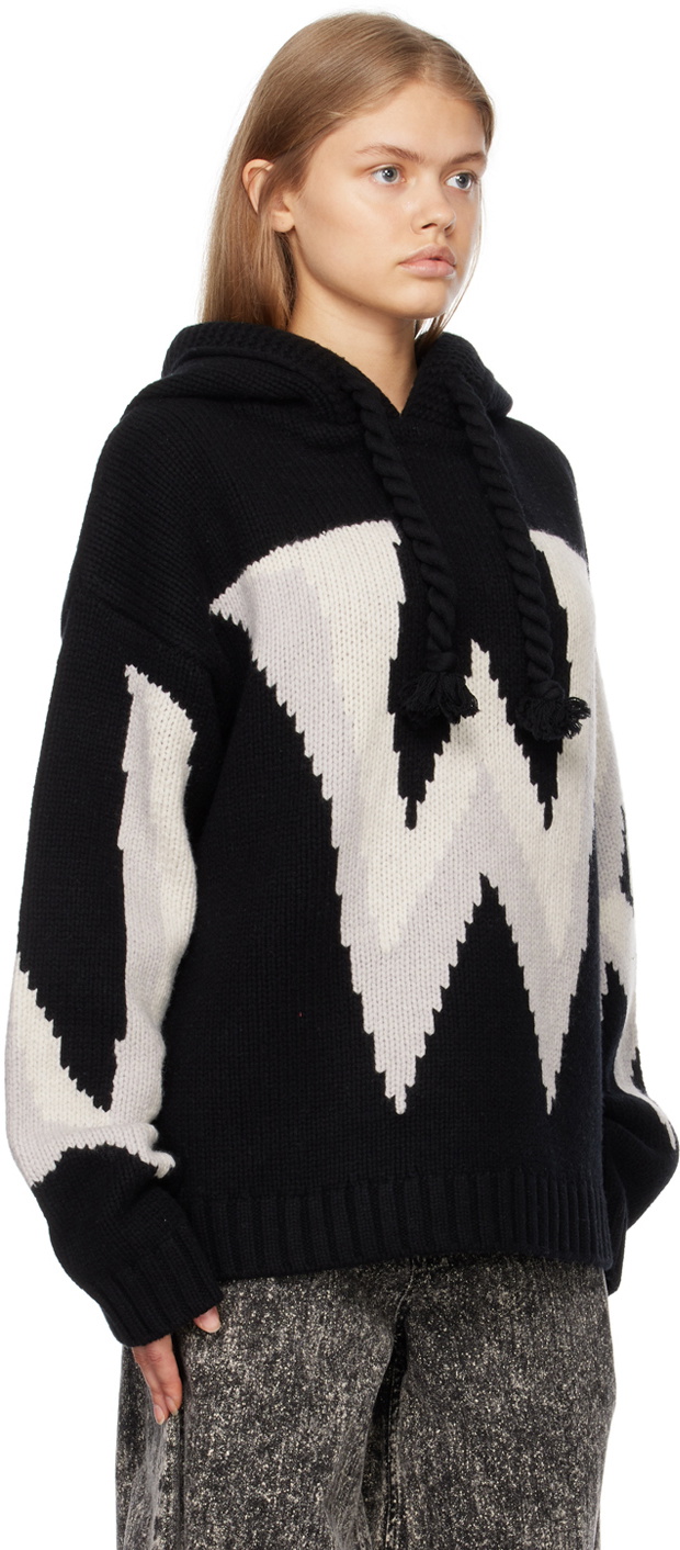 JW Anderson Black & Off-White Gothic Chunky Hoodie JW Anderson