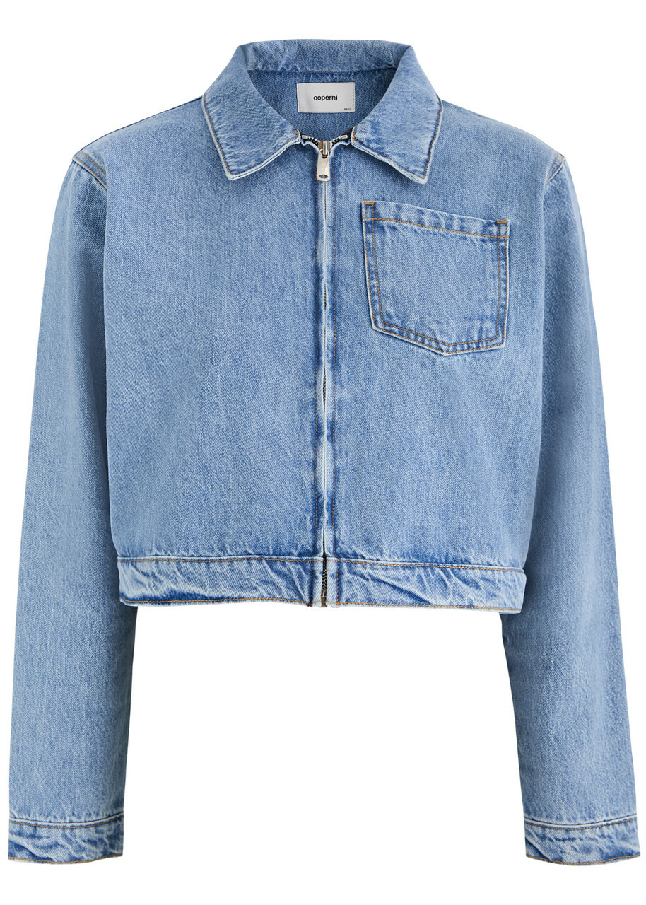 Coperni Cropped Denim Jacket Light Blue Coperni