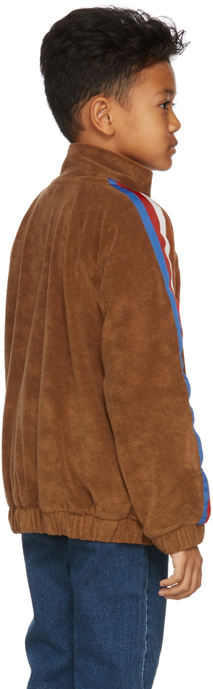 Mini Rodini Kids Brown Terry Stripe Track Jacket Mini Rodini