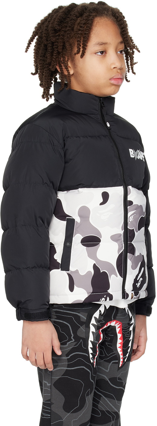 BAPE Kids Black ABC Camo Down Jacket A Bathing Ape