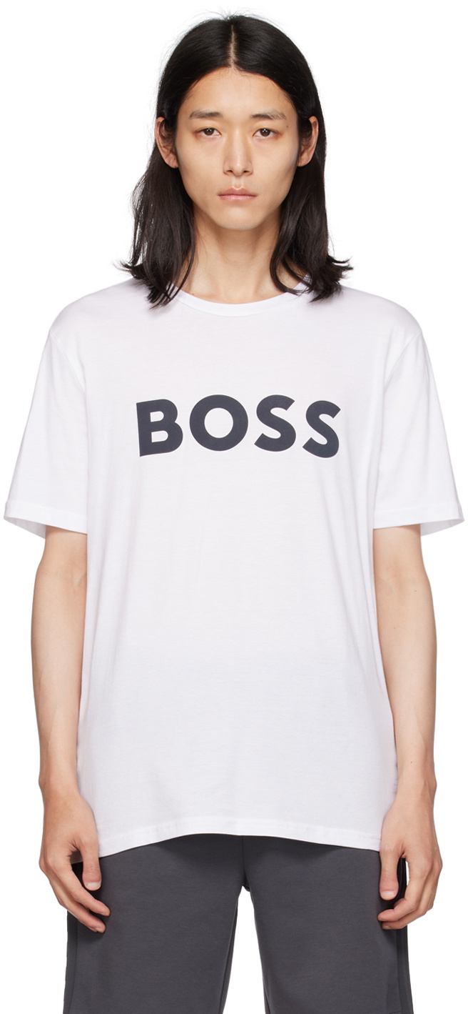 BOSS White Printed T-Shirt BOSS