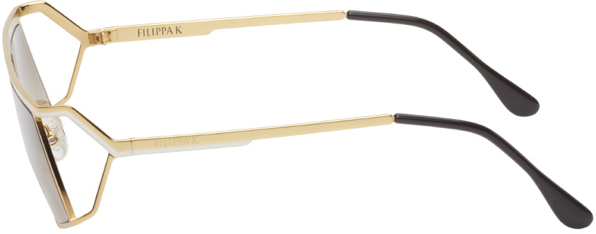 Filippa K Gold & White Angled Aviator Sunglasses Filippa K