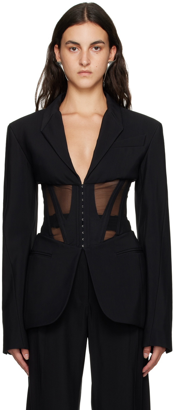 Mugler Black Semi-Sheer Blazer Mugler