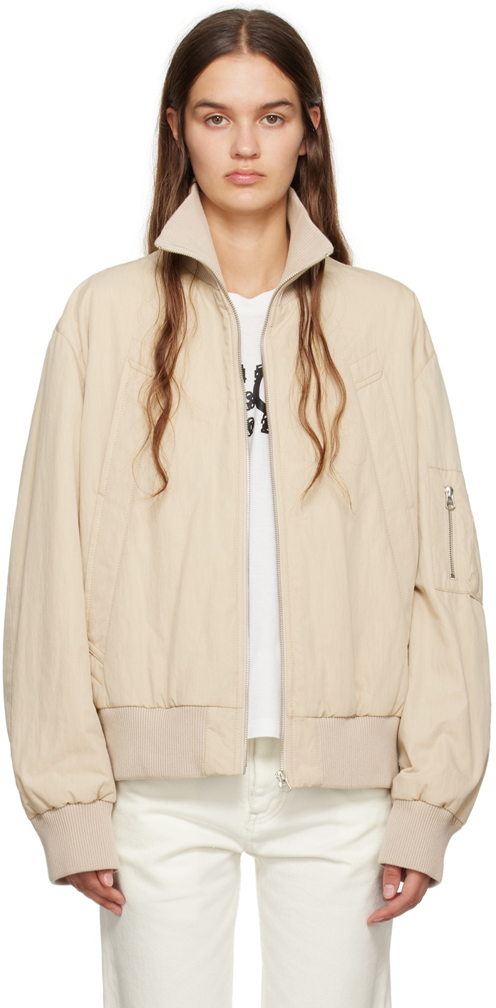 MM6 Maison Margiela Beige Padded Bomber Jacket MM6 Maison Margiela