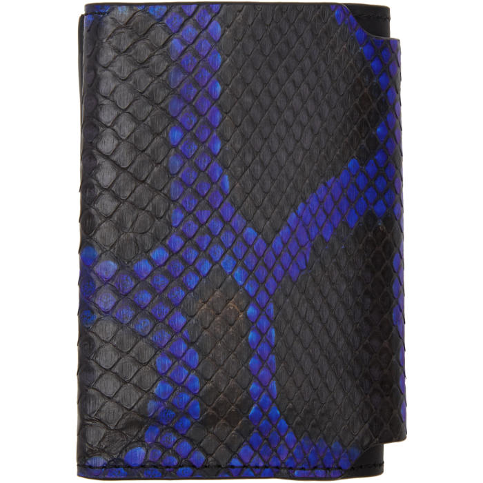 Lanvin Black and Blue Python Card Holder Lanvin