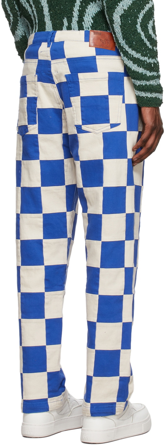 Kid Super Blue & Off-White Check Trousers