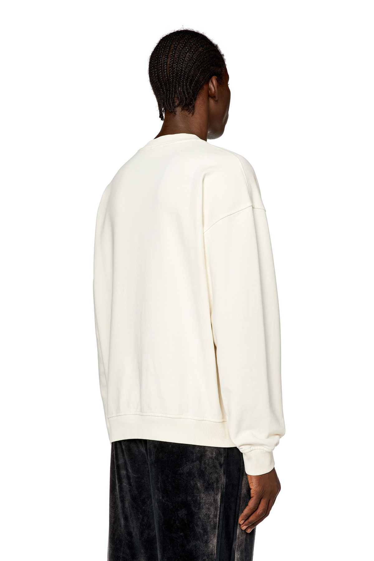 Diesel Sweatshirt with distressed flocked logo - Sweaters Mens in White ...