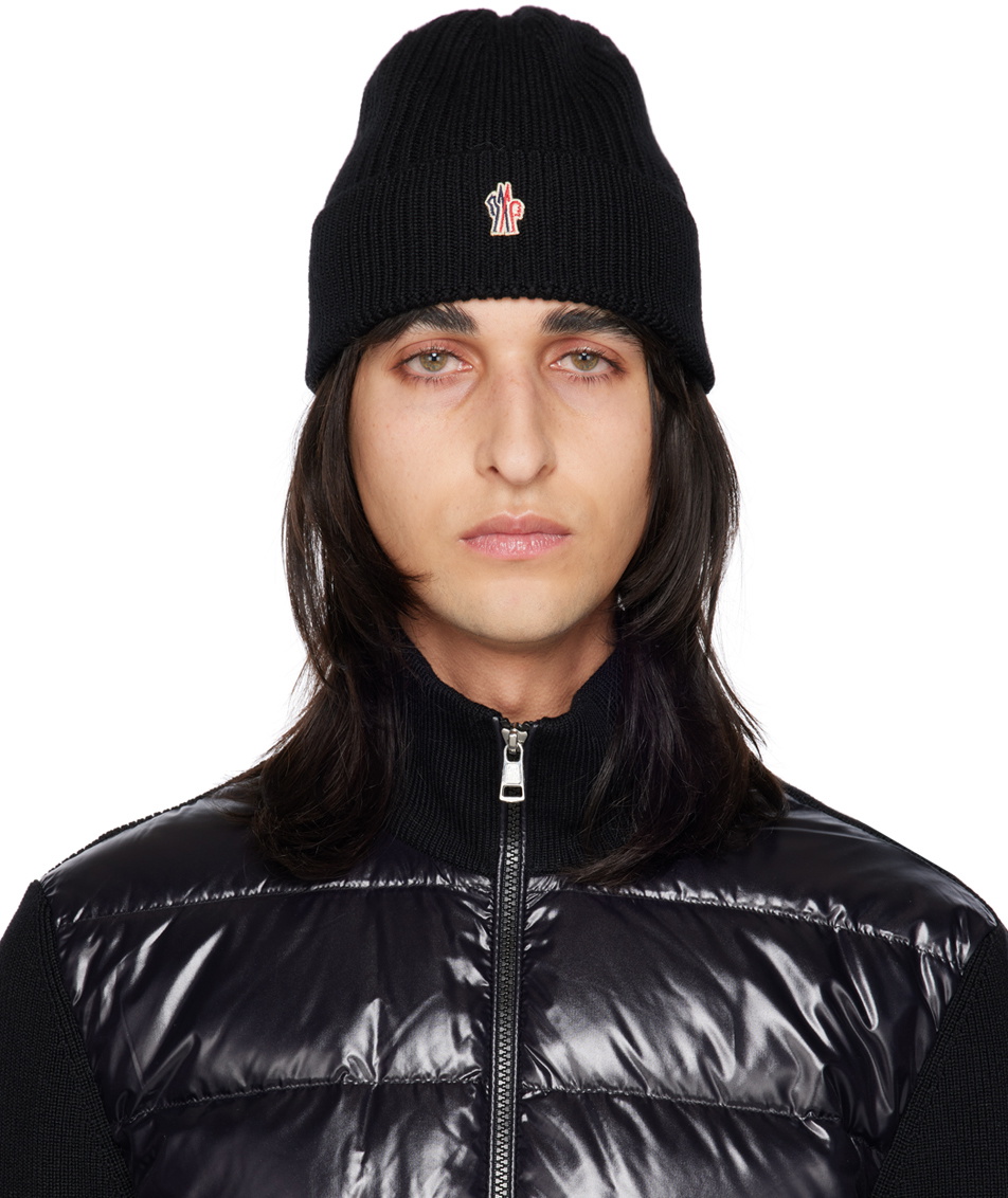 Moncler Grenoble Black Embroidered Beanie Moncler Grenoble