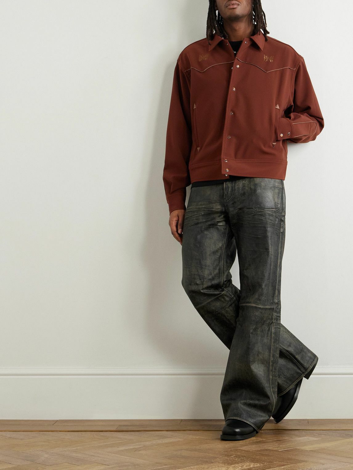 Needles - Piping Cowboy Logo-Embroidered Satin-Trimmed Woven Jacket ...