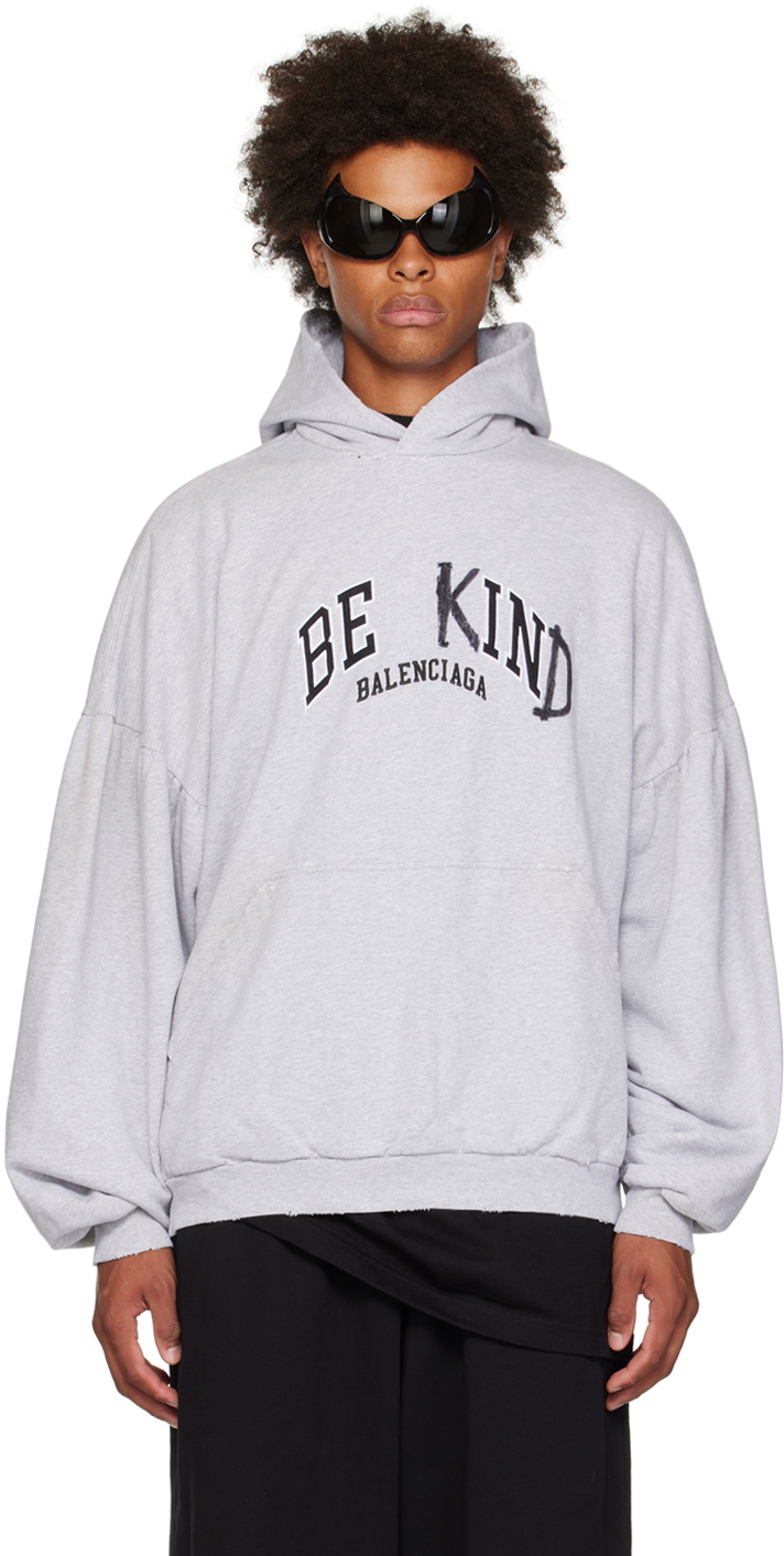 Balenciaga Gray 'Be Kind' Hoodie Balenciaga
