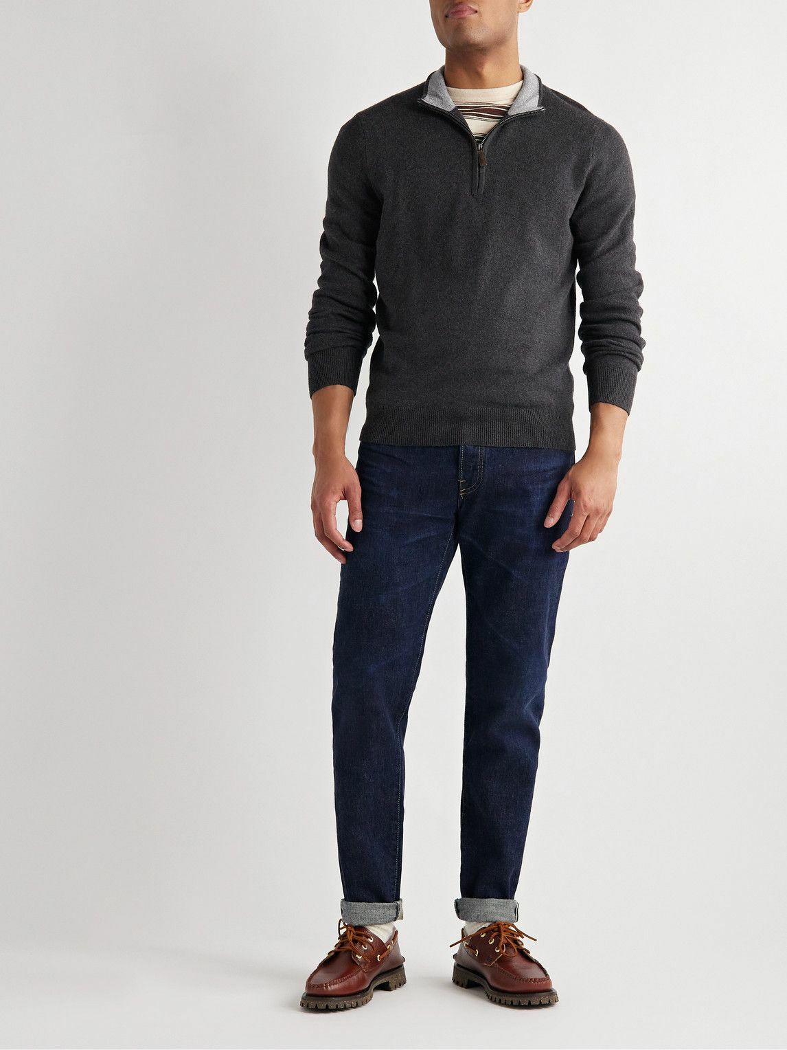 Faherty - Jackson Hole Cotton-Blend Half-Zip Sweater - Blue Faherty