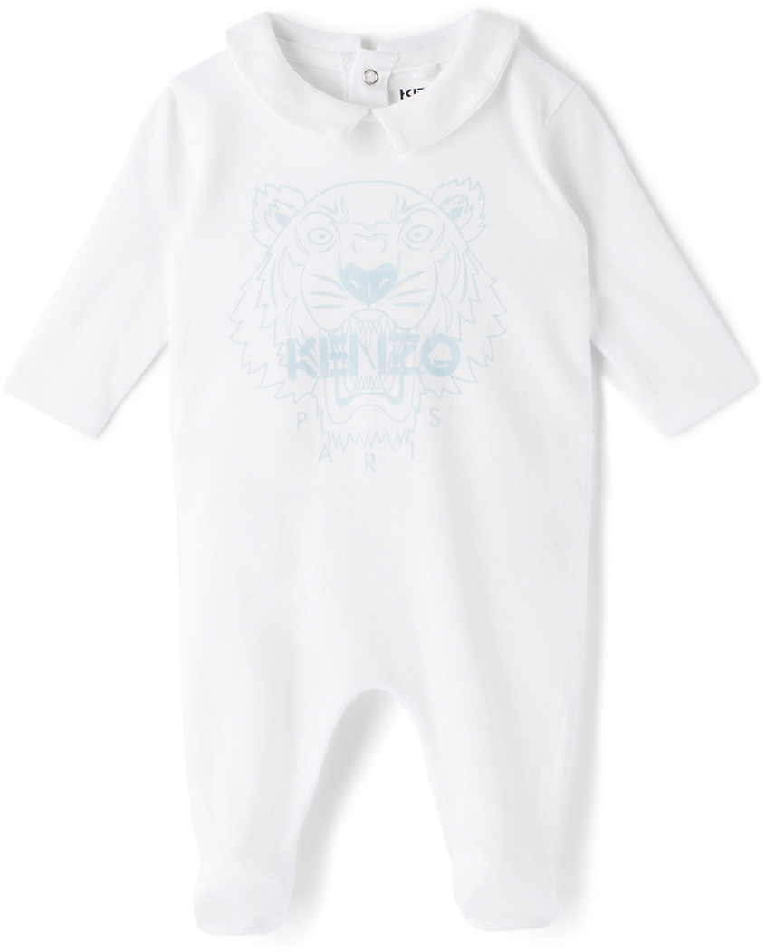 Kenzo Baby Two-Pack White & Blue Sleepsuits Kenzo