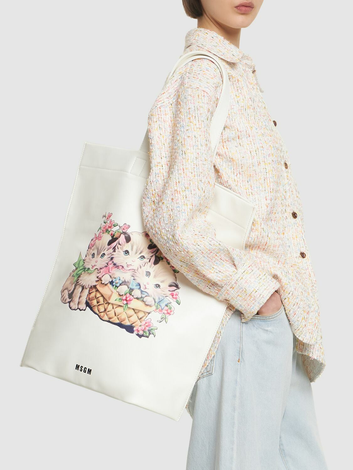 MSGM - Maxi Graphic Printed Canvas Tote Bag MSGM