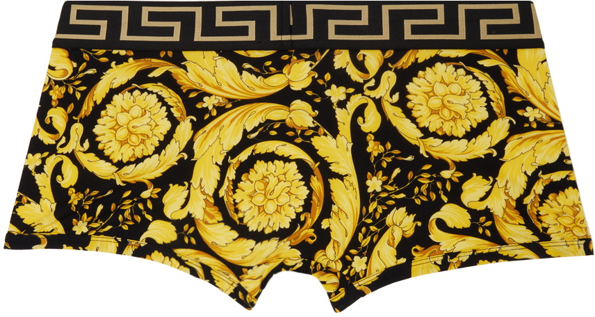 Versace Underwear Black & Gold Barocco Boxers Versace Underwear